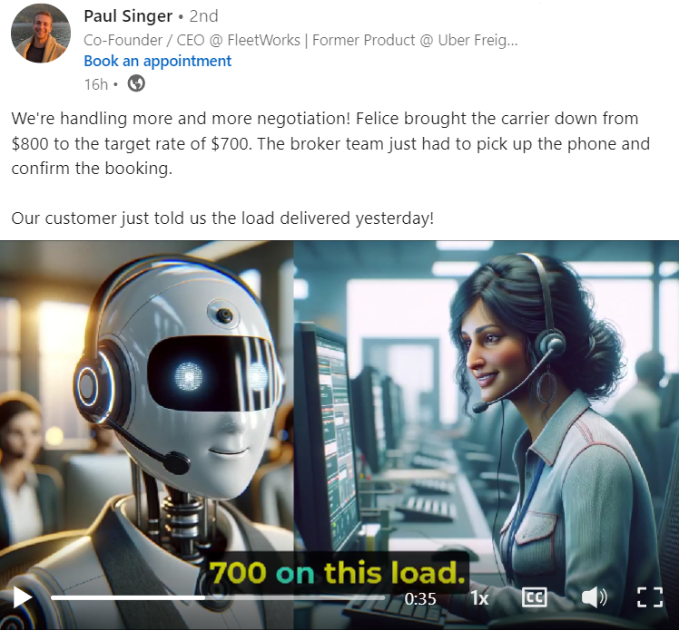 FleetWorks.ai Showcases Automated Freight Negotiation Call